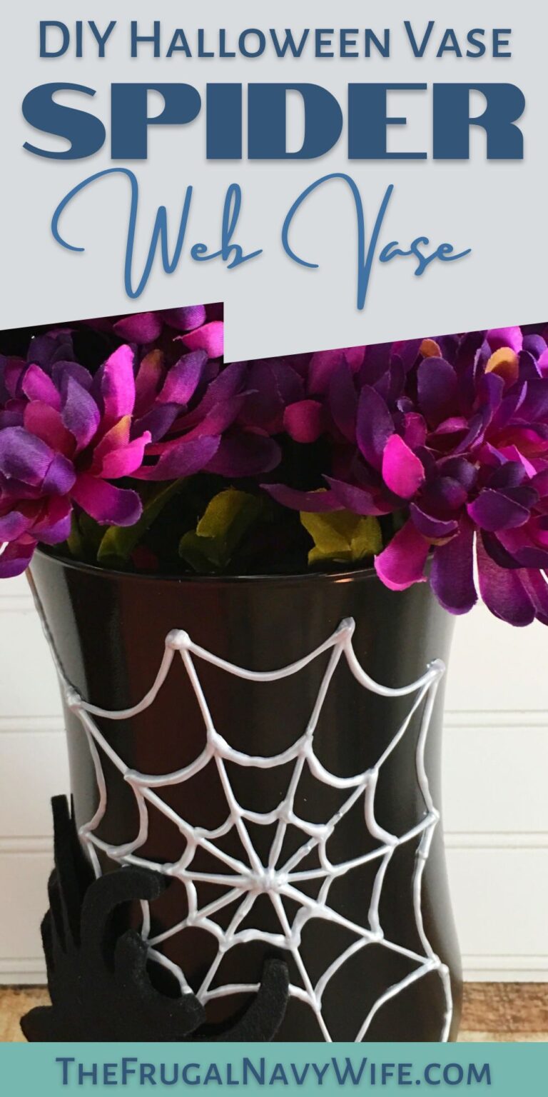 DIY Halloween Vase - Spider Web Vase - The Frugal Navy Wife
