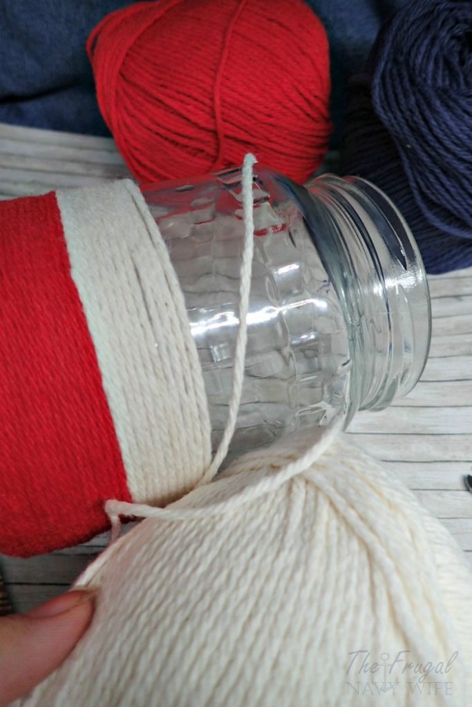 4th of July Decorations - DIY Patriotic Yarn Mason Jars