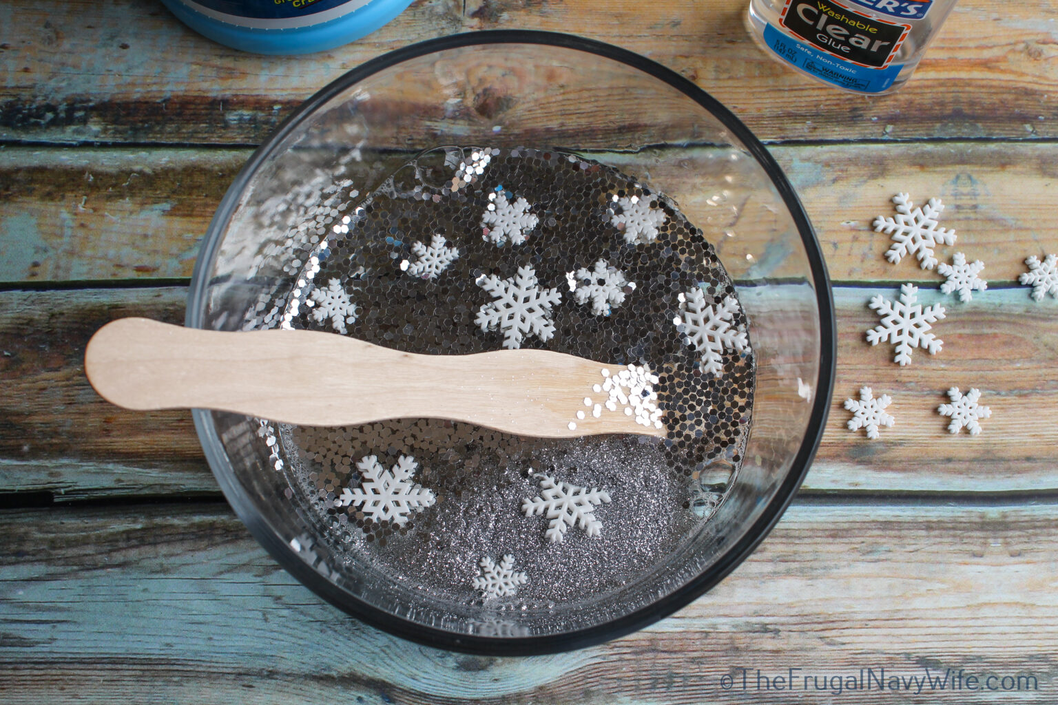 Winter Snowflake Slime - The Frugal Navy Wife