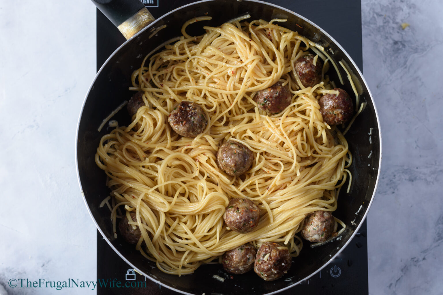 Meatball Spaghetti - Budget Recipe - The Frugal Navy Wife